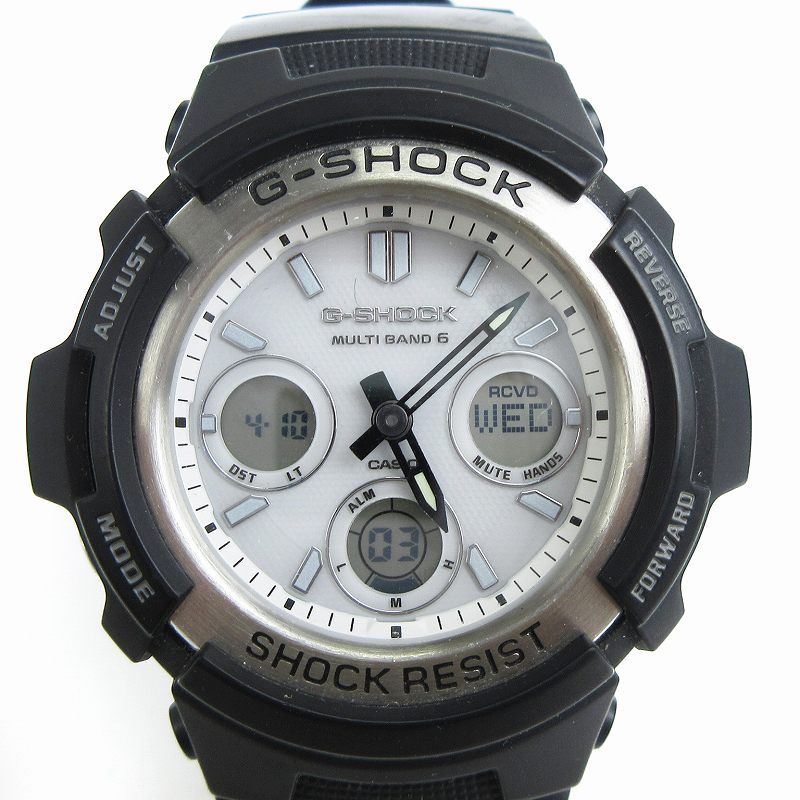 カシオジーショック CASIO G-SHOCK 腕時計 アナデジ タフソーラー AWG-M100S-7AJF 文字盤 白 ホワイト ウォッチ ...