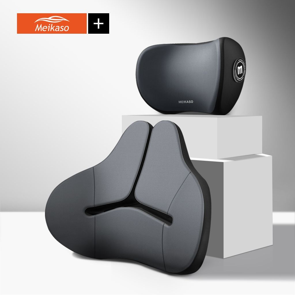 【新品、未使用☘】Meikaso 腰クッション ランバーサポート ネックパッド ファッション背もたれ 車用クッション カークッション ウェストクッション ネックピロー 首枕 運転クッション ...