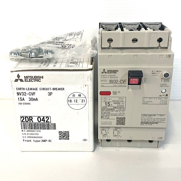 MITSUBISHI/三菱 【未使用】 漏電遮断器 NV32-CVF 3P 15A 100-230V 30mA 漏電遮断器 ブレーカー NV32-CVF - メルカリ