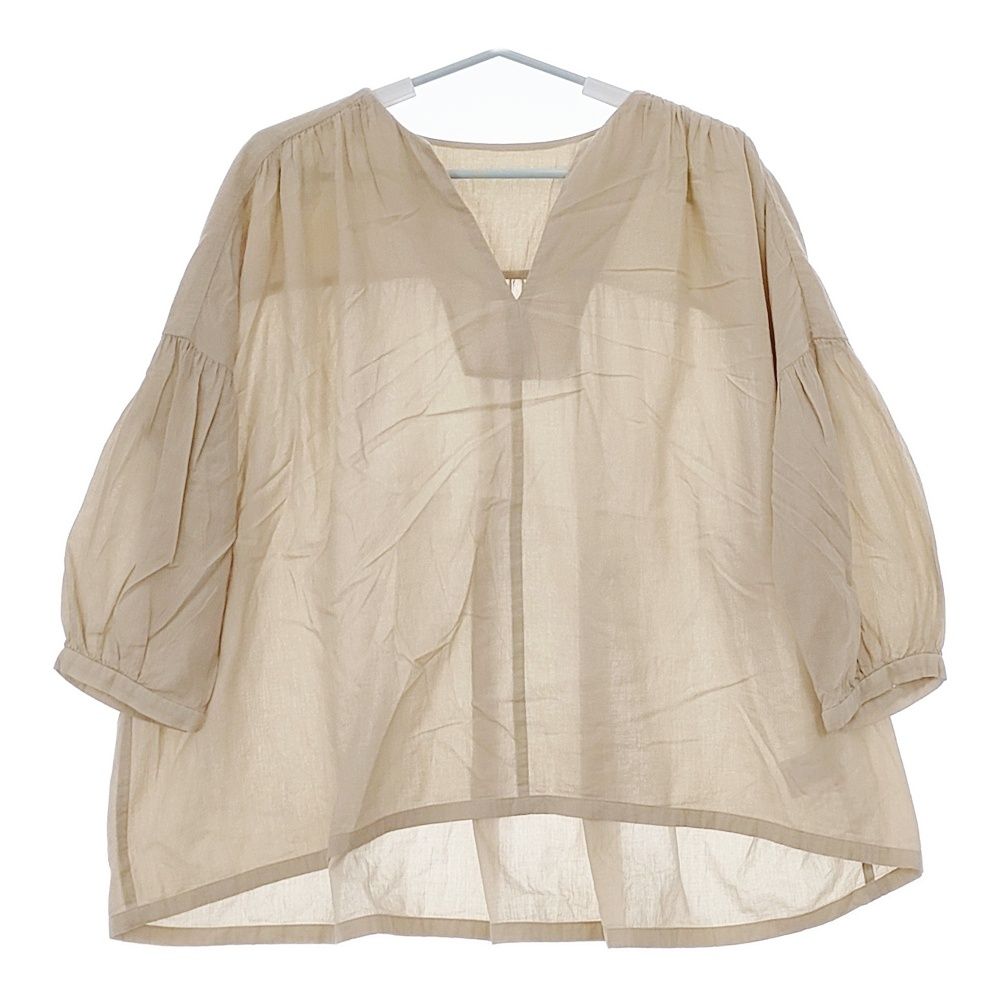 evam eva コットンプルオーバー E221T076 定価24200円 ギャザー ブラウス シャツ ベージュ レディース エヴァムエヴァ ...