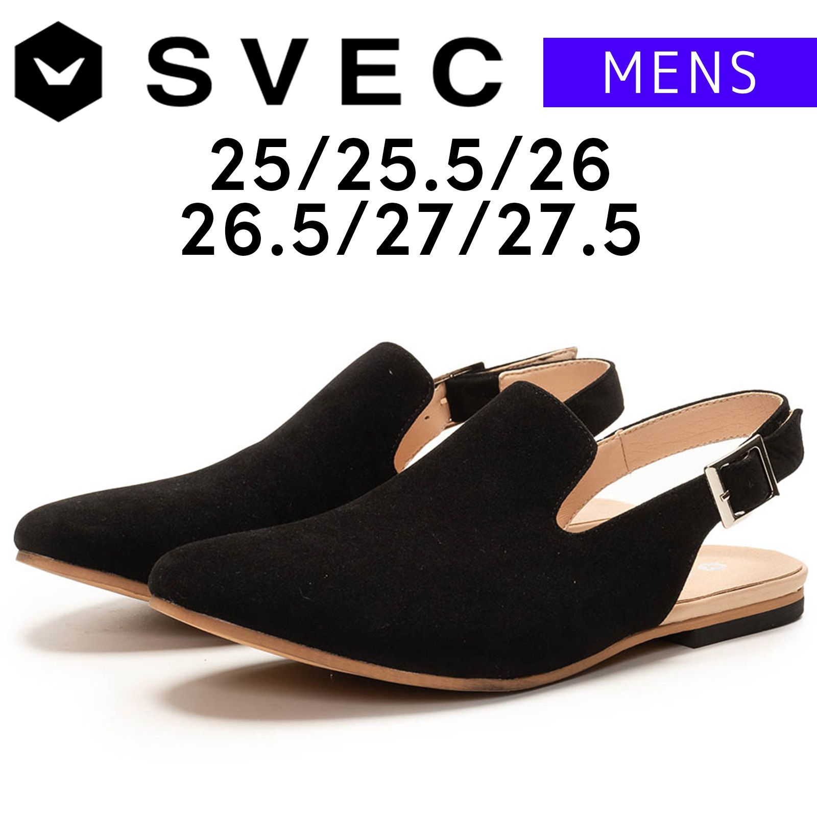 【新品】 クロッグサンダル メンズ SVEC シュベック 送料無料 ブラックスエード 黒 サンダル サボサンダル ローヒール ストラップサンダル スリッパ 大人 靴 シューズ 春夏 春 夏 ...