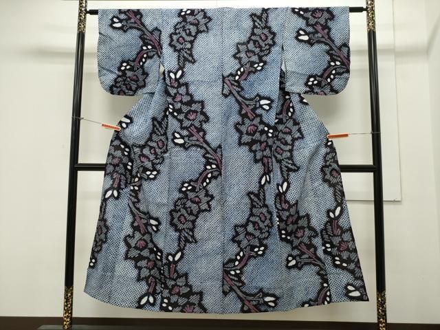 平和屋着物∴夏物 浴衣 有松鳴海絞り 流水枝花文 綿 逸品 CAAY4517ng