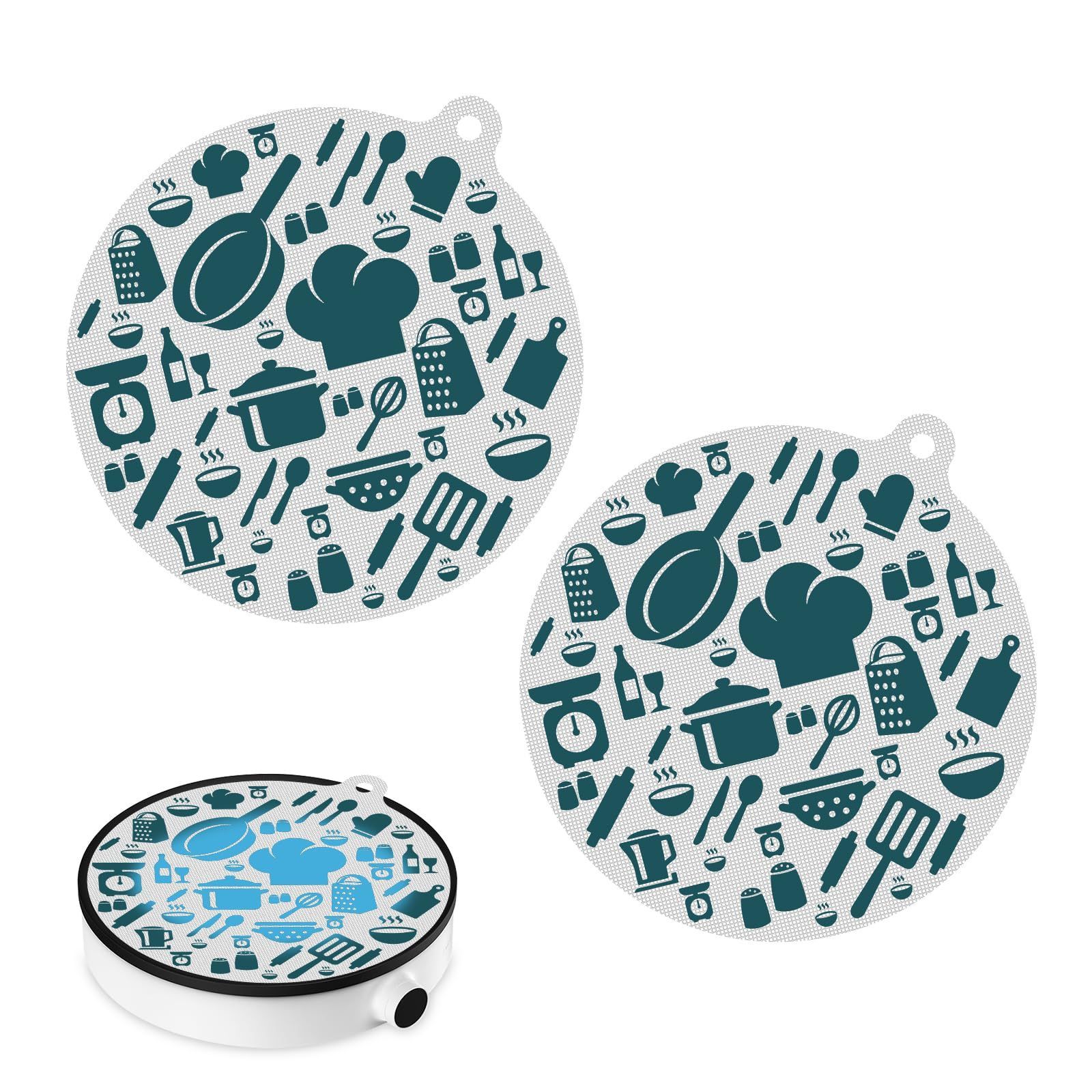 KR KITCHENRAKU ihマット ihクッキングヒーターマット 温度変化により色が変わる白系グリーンtoブルー 柄2 24cm 2枚 滑り止め 夏っぽい 傷防止 シリコンマット 断熱 ...