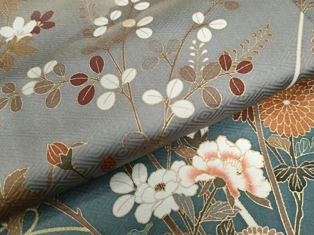 平和屋着物○訪問着 竜田川草花文 暈し染め 金彩 正絹 逸品 CAAU2120yc