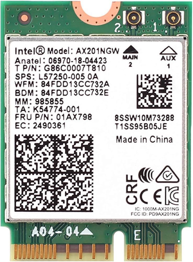 Intel Wi-Fi 6 AX201 Gig+ AX201NGW M.2 2230, M.2 1216 2.4GHz, 5GHz 2.4 ...