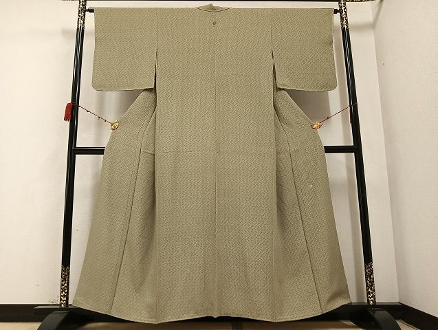 平和屋着物○加賀友禅の型染 板場友禅 坂口幸市 加賀小紋 菱文 正絹