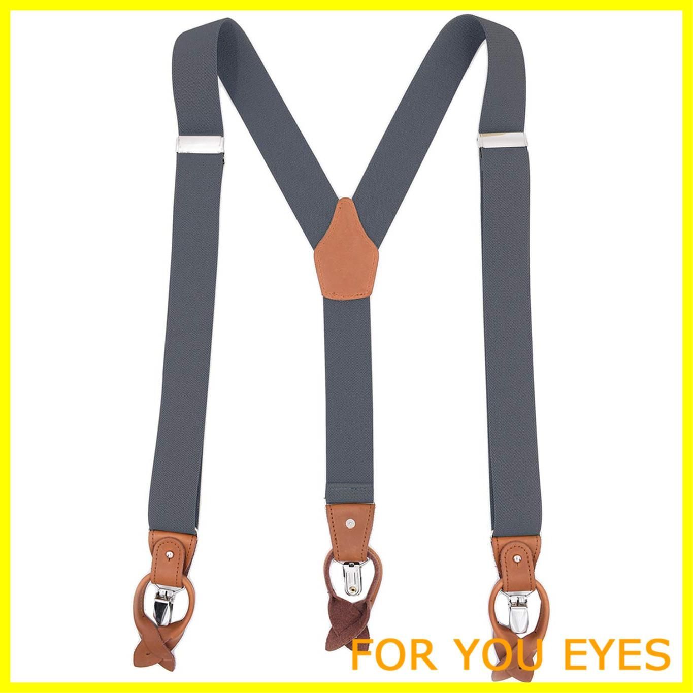 【人気商品】MENDENG メンズ サスペンダー 2WAYサスペンダー Y型 35mm幅 ブラック ネイビー 黒 無地 吊りバンド・パンツ用 ...