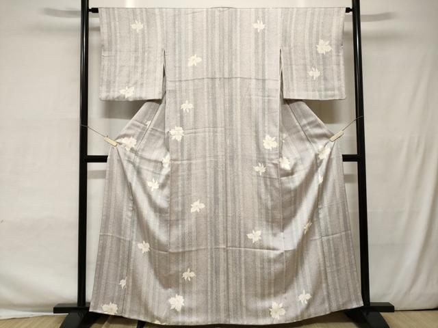 平和屋着物▽上質なお召 単衣 縞 正絹 逸品 DAAS0085az