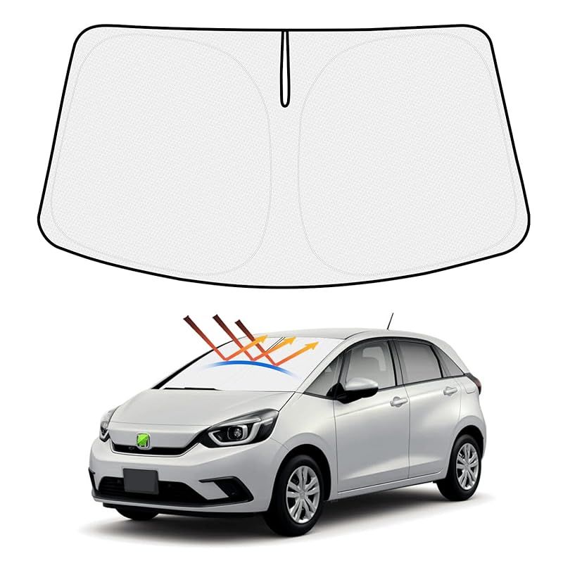 【ハンドル日よけカバー付き】Mozan ホンダ フィット 4代目 サンシェード フロントガラス用 Fit GR1 GR2 GR3 GR4 GR5 GR6 GR7 GR8 2020年2月-現行 ...