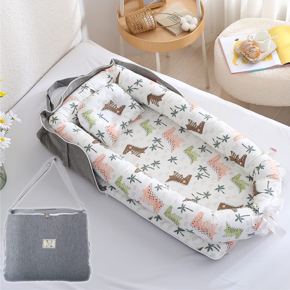 【新着商品】折り畳みベッド 洗濯可能 安全 通気性がよい ベビーべっど持ち運び コンパクト添い寝 枕付き 安心 べびーべっと 折りたたみ ...