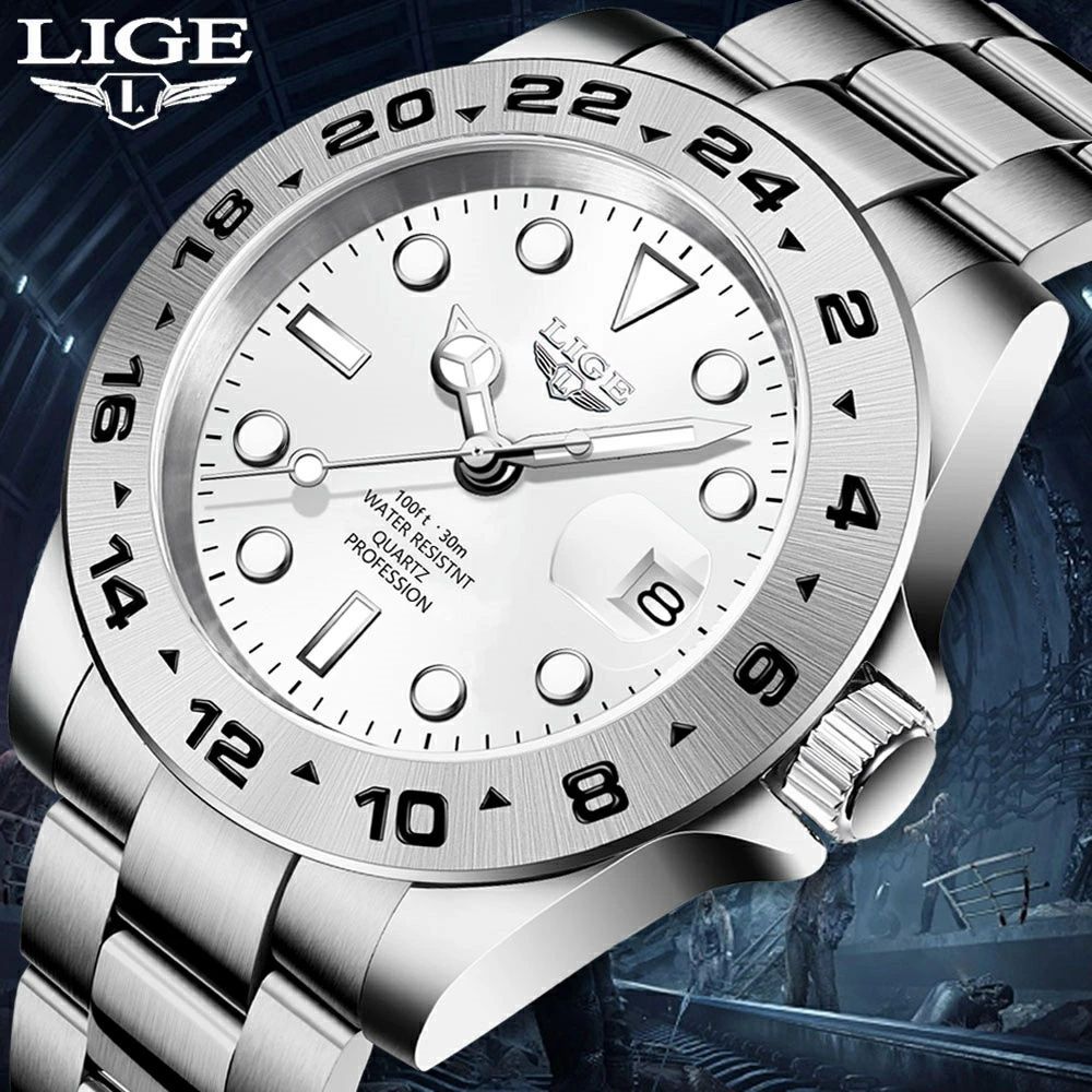 Lige-メンズ防水フルスチールクォーツ時計、スポーツウォッチ、ミリタリークロック、トップブランド、ラグジュアリー、ホットセール SB149 ...