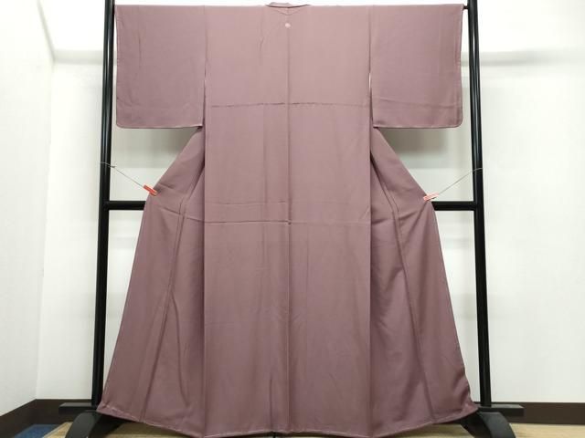 平和屋着物○上質な色無地 吉祥花地紋 紅梅色 高島屋扱い 正絹