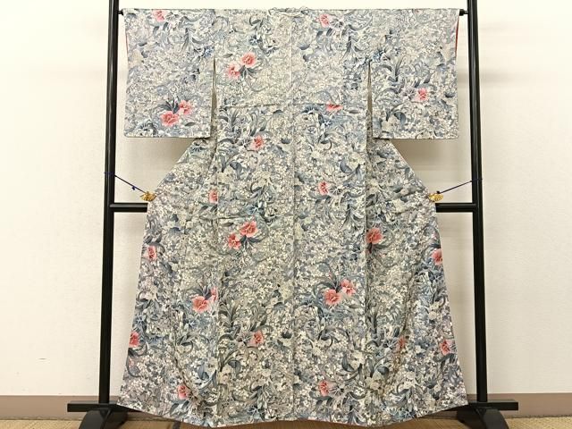 平和屋着物＃道中着 作家物 葉尽くし 正絹 逸品 未使用 BAAU0082gt