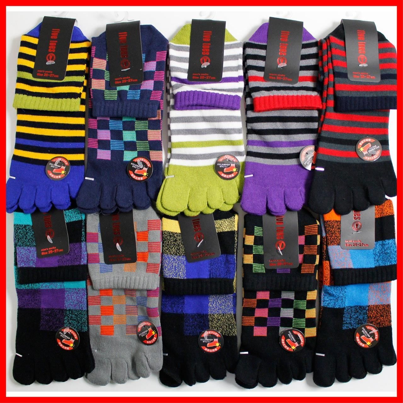 【特売】box408 (ボックスヨンマルハチ) 靴下 メンズ 5本指 ソックス カジュアルポップデザイン 10足セット かかと付ハーフ丈 25-27cmサイズ - メルカリ