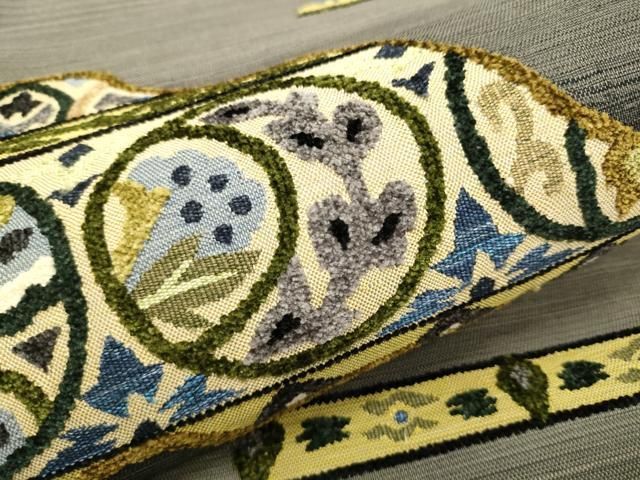 平和屋着物●太鼓柄袋帯　紬地　吉祥花丸文　正絹　逸品　CAAT0877hy 平和屋着物○太鼓柄袋帯 紬地 吉祥花丸文 正絹 逸品 CAAT0877hy