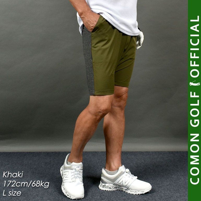 送料無料 アウトレット処分品/新品【COMONGOLF/コモンゴルフ】接触冷感4WAYストレッチゴルフショートパンツ/カーキ(CG-S22007)M L XL XXL XXXL LL 3L ...