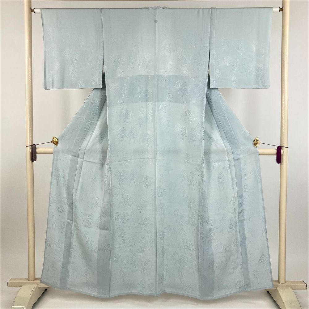 リユース着物 色無地 水色 薄浅葱色 セミフォーマル 地紋織り 単衣 絹 未洗い 【身丈】153cm【裄丈】64cm MS3459 - メルカリ