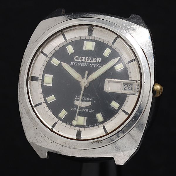 シチズン セブンスター 23石 4-520173 AT/自動巻 黒文字盤 デイデイト メンズ腕時計 KTR 2000000 - メルカリ