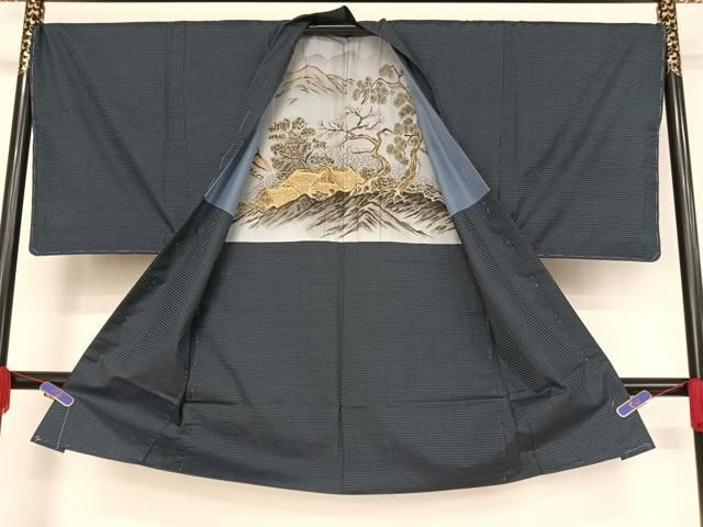 平和屋着物□極上 男性 本場大島紬 アンサンブル 長羽織 100亀甲 総