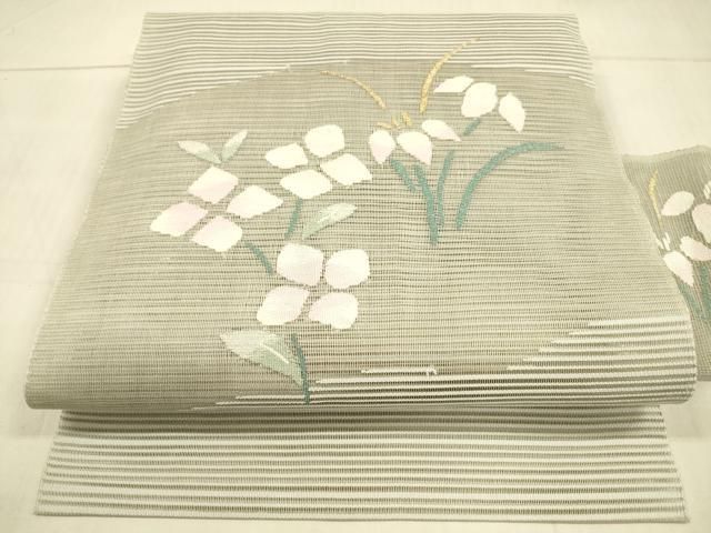 平和屋着物＊夏物 八寸名古屋帯 絽綴れ 芝草文 金銀糸 正絹