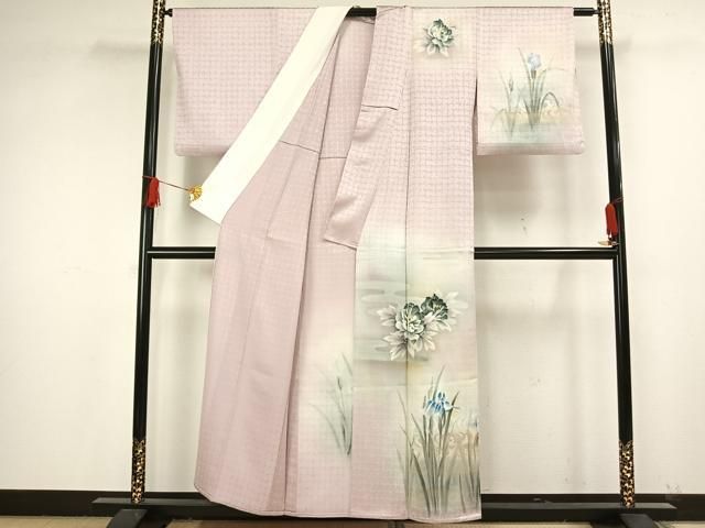 平和屋着物▽訪問着 単衣 紬地 型染め 松竹梅 御所解文