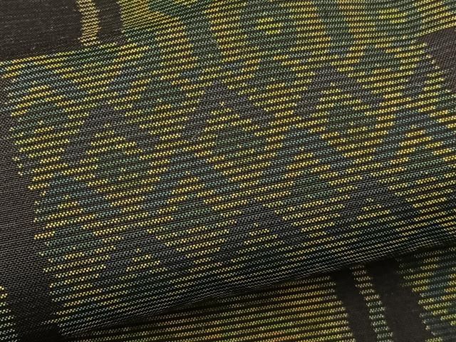 平和屋着物▽本場大島紬 単衣 色紙重ね 黒地 正絹 逸品 BAAT1147hv