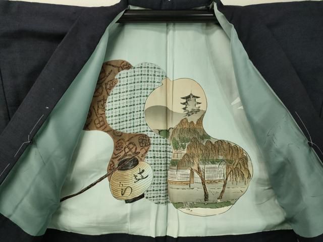 平和屋着物○男性 結城紬 アンサンブル 杢 正絹 逸品 CAAS0294th