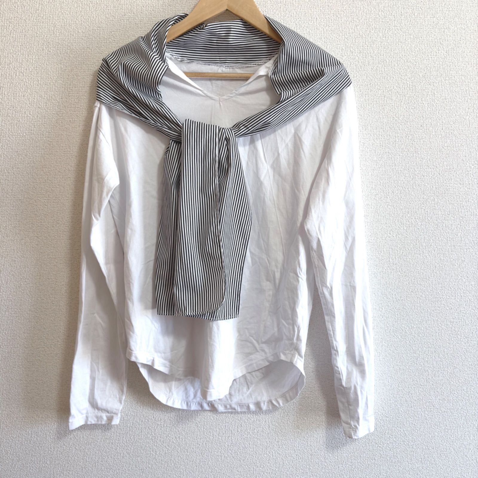 Z316 【美品】BARNYARD STORMバンヤードストーム カットソートップス ホワイトブラックボーダー レディース 1サイズ - メルカリ