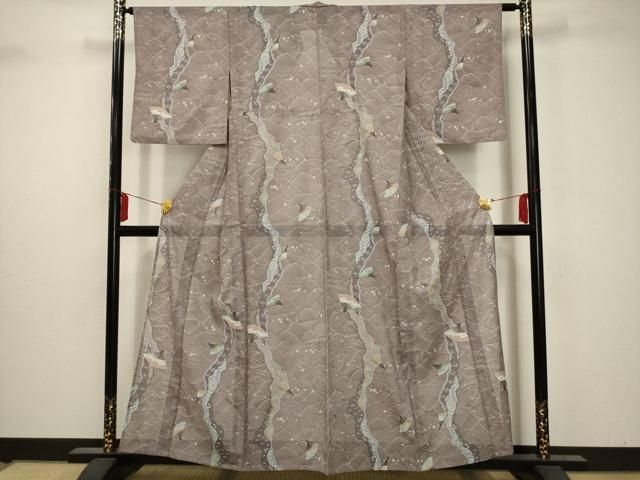 平和屋着物＊夏物　小紋　絽　草花文　洗える着物　AABC9922jd 平和屋着物＊夏物 小紋 絽 草花文 洗える着物 AAAZ0455jd