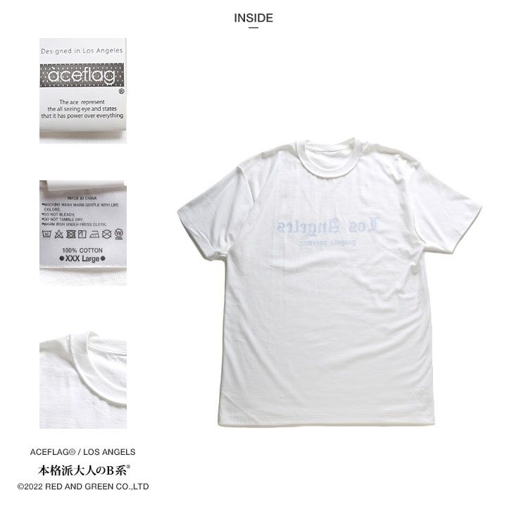 ACEFLAG Tシャツ 半袖 全3色 大きいサイズ エースフラッグ おしゃれ シンプル 西海岸 Los Angeles ロサンゼルス ギャング スラング b系 ヒップホップ ファッション ...