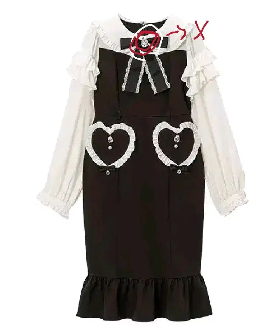 【雷市場（ポンジャン）商品韓国直送】 DearMyLove(ディアマイラブ) 3l マーメイド 白 黒 フリル ワンピース ドレス 地雷系 - メルカリ