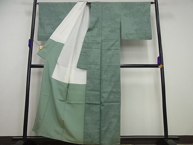 平和屋本店□極上 本場結城紬 重要無形文化財 100亀甲 流水吉祥文