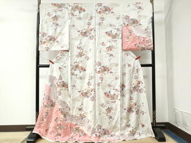 平和屋着物▽訪問着 手描き 枝花文 暈し染め 金彩 さが美扱い