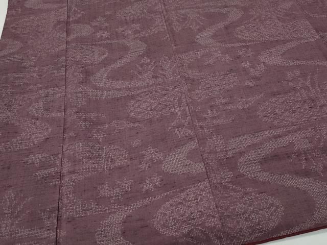 平和屋着物○結城紬 アンサンブル 80亀甲 流水草花文 証紙付き 正絹