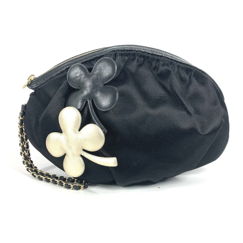 CHANEL シャネル クラッチバッグ クローバー サテン ブラック CHANEL シャネル クラッチバッグ クローバー サテン ブラック
