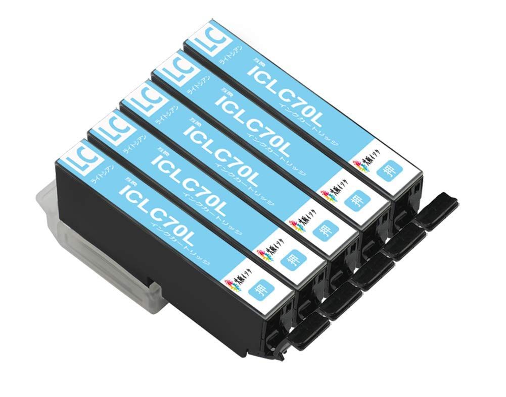 Color:IC6CL70L-5PK-5LC エプソン 用インクカートリッジ 70L 互換 IC6CL70L LC ICLC70Lライトシアン 5本セット さくらんぼ 対応機種: EP ...