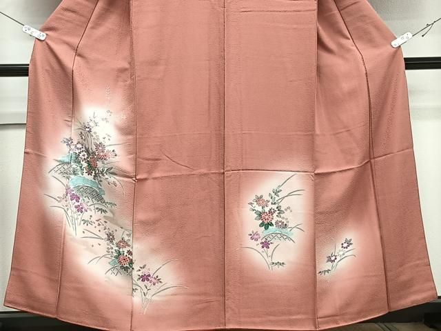 平和屋着物□訪問着 友禅 草花文 暈し染め 正絹 逸品 AAAY5204nf