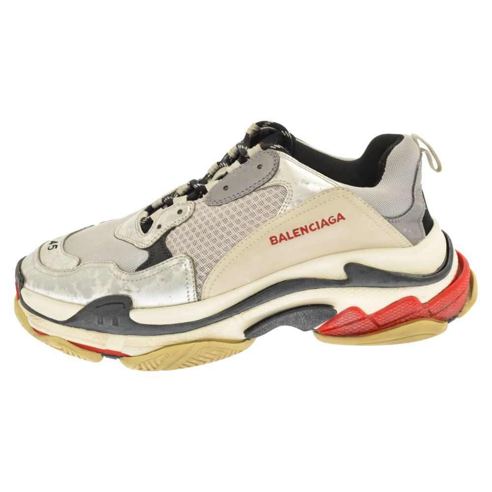 BALENCIAGA (バレンシアガ) Triple S Trainers Silver Red トリプルS トレイナー ローカットスニーカー ...