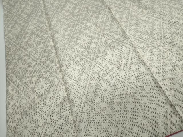 平和屋着物○本場大島紬 白大島 7マルキ 花菱文 正絹 逸品 DAAW5450ud