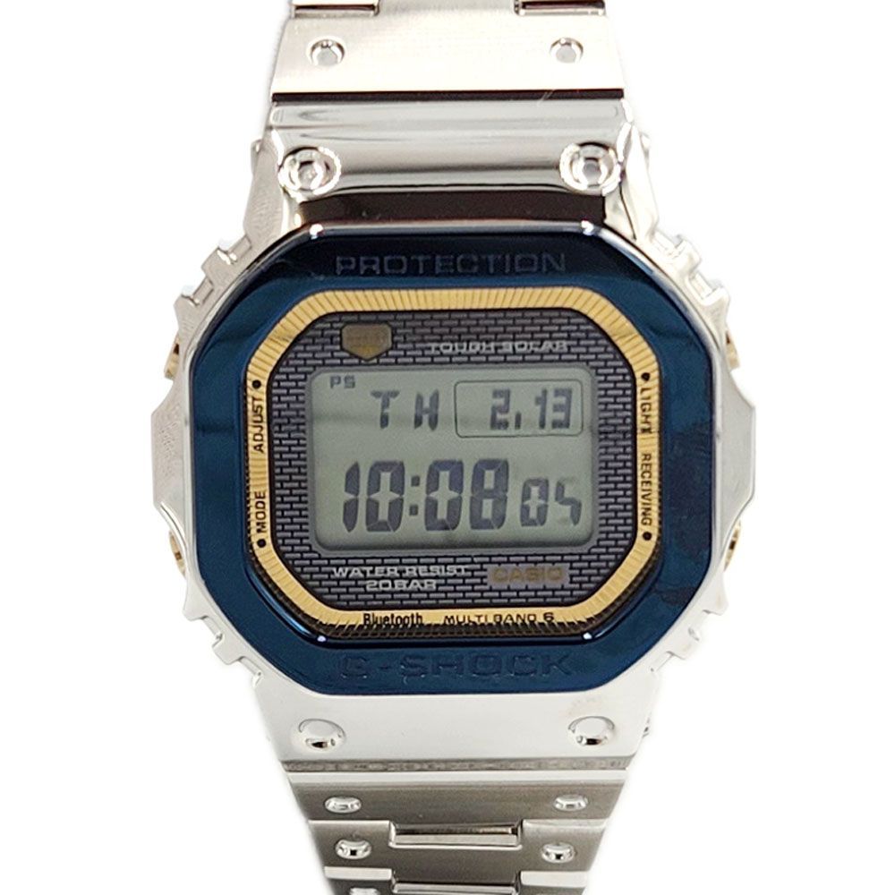 カシオ CASIO Gショック 50周年記念モデル GMW-B5000SS-2JR シルバー ブルー ゴールド メタル 中古SAランク 時計 ...
