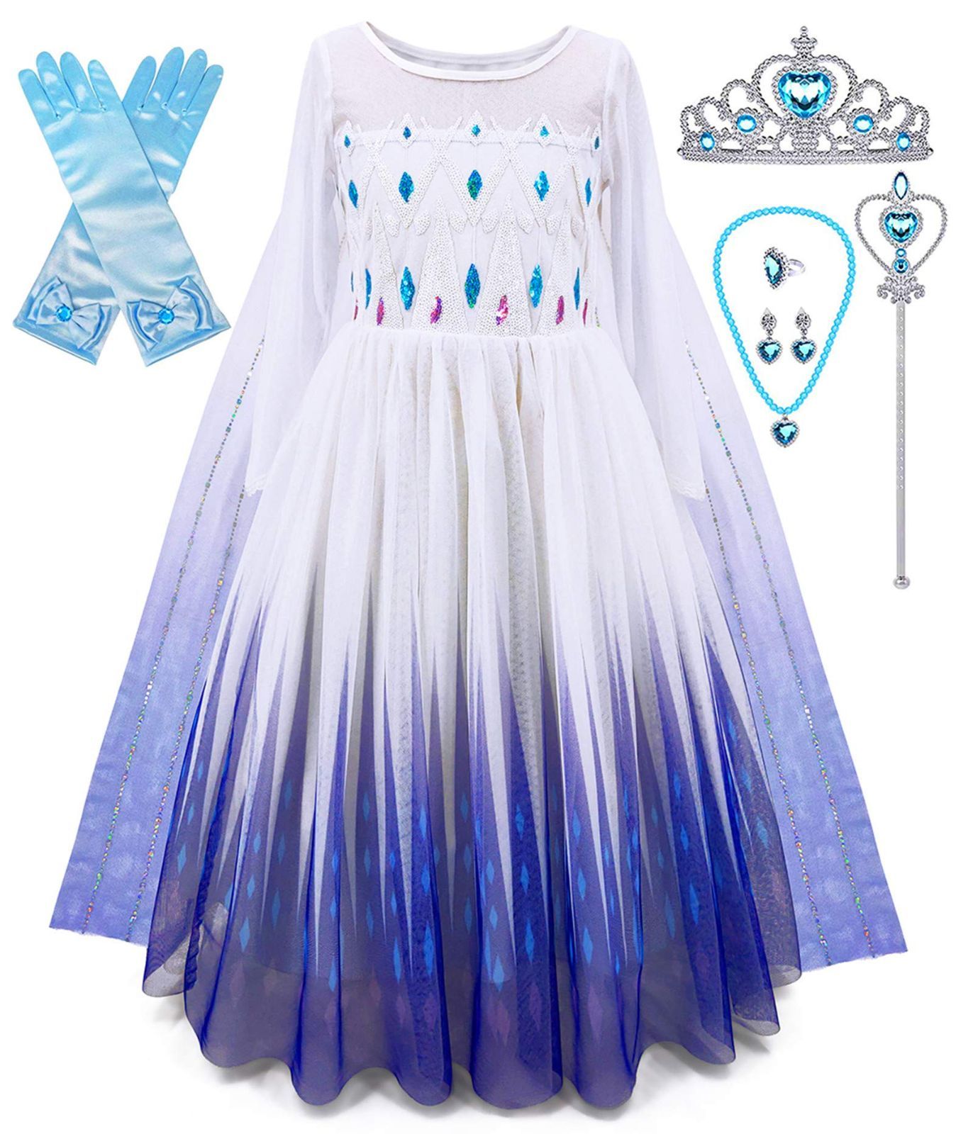 【人気商品】[Axaxa] プリンセス ドレス キッズ (プリンセスエプロン+魔法のステッキ+ティアラ)3点セット キッズコスチューム ...