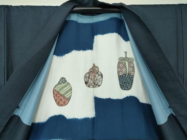 平和屋着物○男性 本場大島紬 アンサンブル 長羽織 100亀甲 総詰め