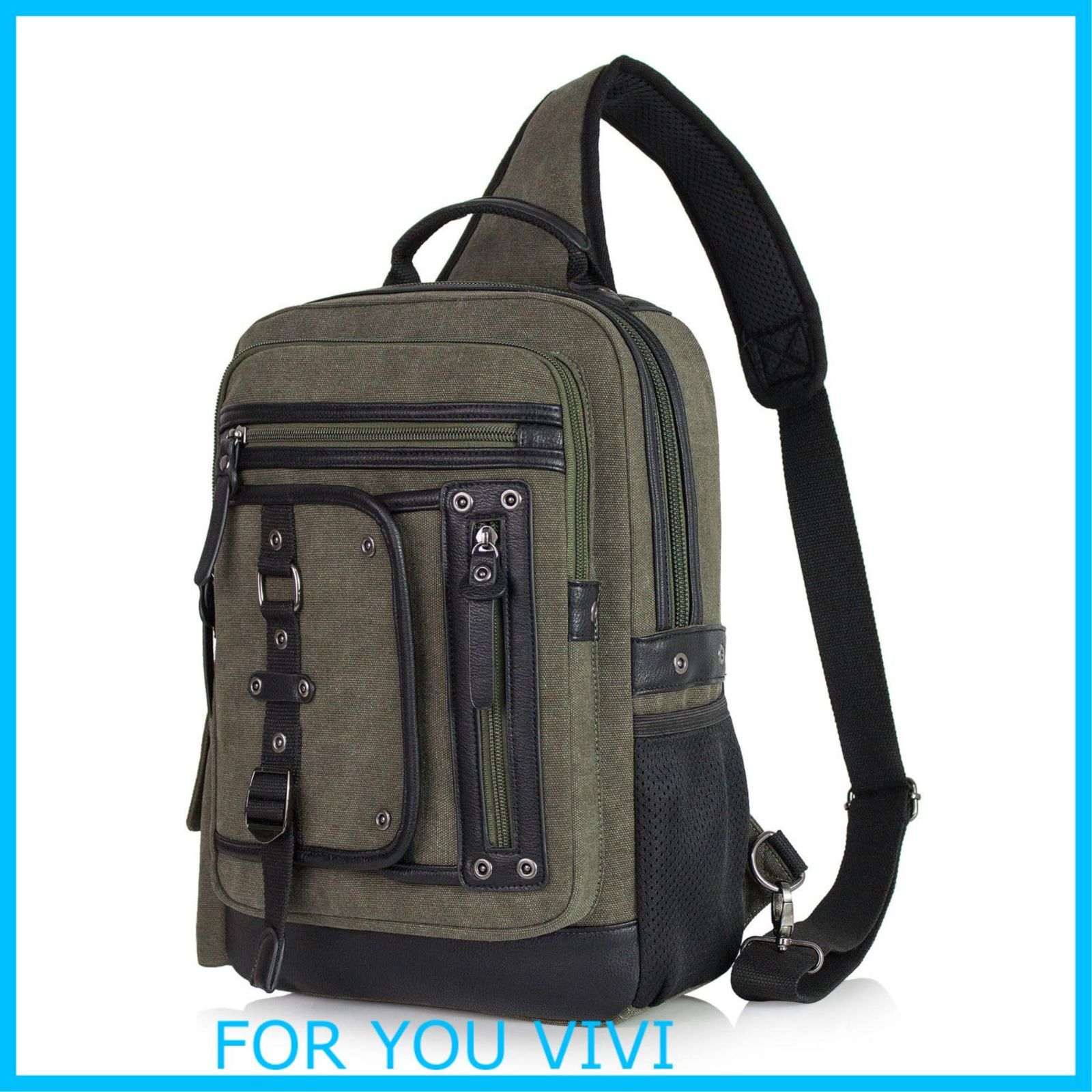 【新着商品】[Basicpower] ベーシックパワー ボディバッグ ワンショルダーバッグ メンズ ミリタリーバッグ 斜めがけバッグ ビッグ 帆布 A4 13インチPC 大容量 ショルダー ...