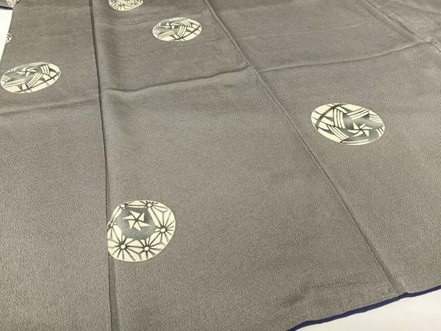 平和屋着物○上質な小紋 型染 枝花文 鬼しぼ縮緬 正絹