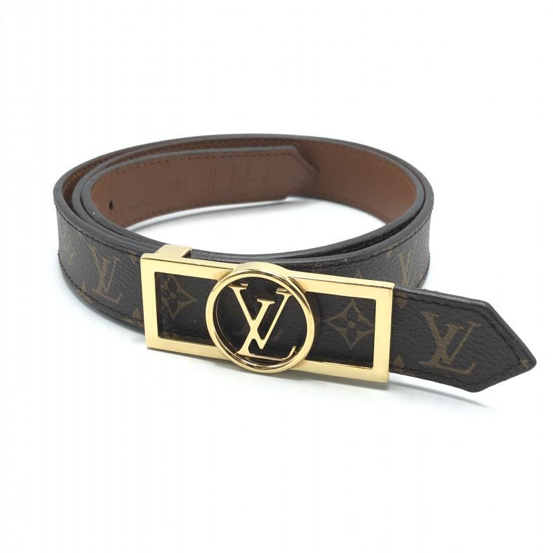 【中古】LOUIS VUITTON ベルト･ドーフィーヌ 25MM リバーシブル M0196 モノグラム ブラウン ゴールド ルイ・ヴィトン ...