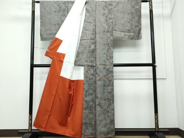 平和屋着物○本場大島紬 7マルキ 泥染め 草花文 正絹 逸品 CAAQ9131vf