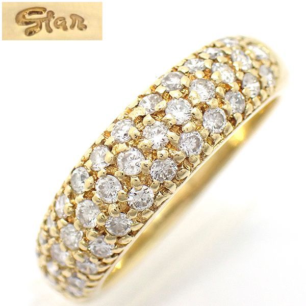 StarJewelry パヴェ ダイヤモンドリング K18 YG イエローゴールド D0.45ct ピンキーリング 約6号 仕上げ済 美品 スタージュエリー 送料込 質屋-9218 - メルカリ