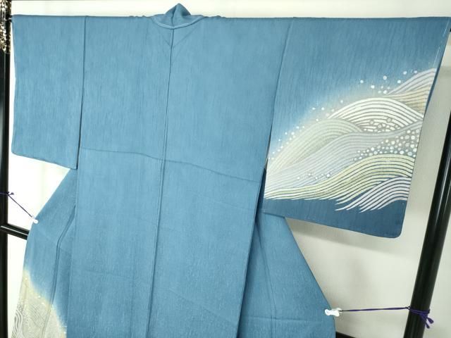 平和屋着物○訪問着 絞り 流水文 暈し染め 正絹 逸品 未使用