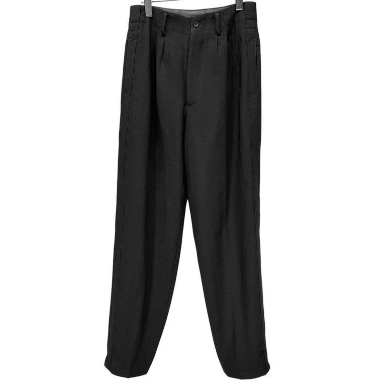 Yohji Yamamoto Pour Homme 91AW 6.1 THE MEN ウールサージ3タック脇テープワイドパンツ 側章 ...