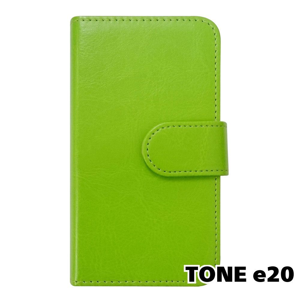 【新品未使用】 TONE e20 トーンe20 手帳型スマホ ケース PUレザー スムースレザー (カバー色グリーン) 無地 緑色 シンプル おしゃれ かわいい カード収納 携帯カバー ...